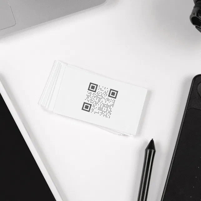 Minimalistic White QR Code Business Card | Zazzle