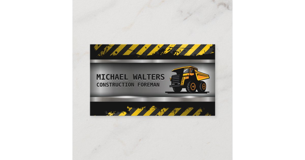 Mining Dump Truck | Metallic Steel Business Card | Zazzle