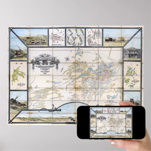 MINING MAP of TOMBSTONE ARIZONA 1881 Poster | Zazzle