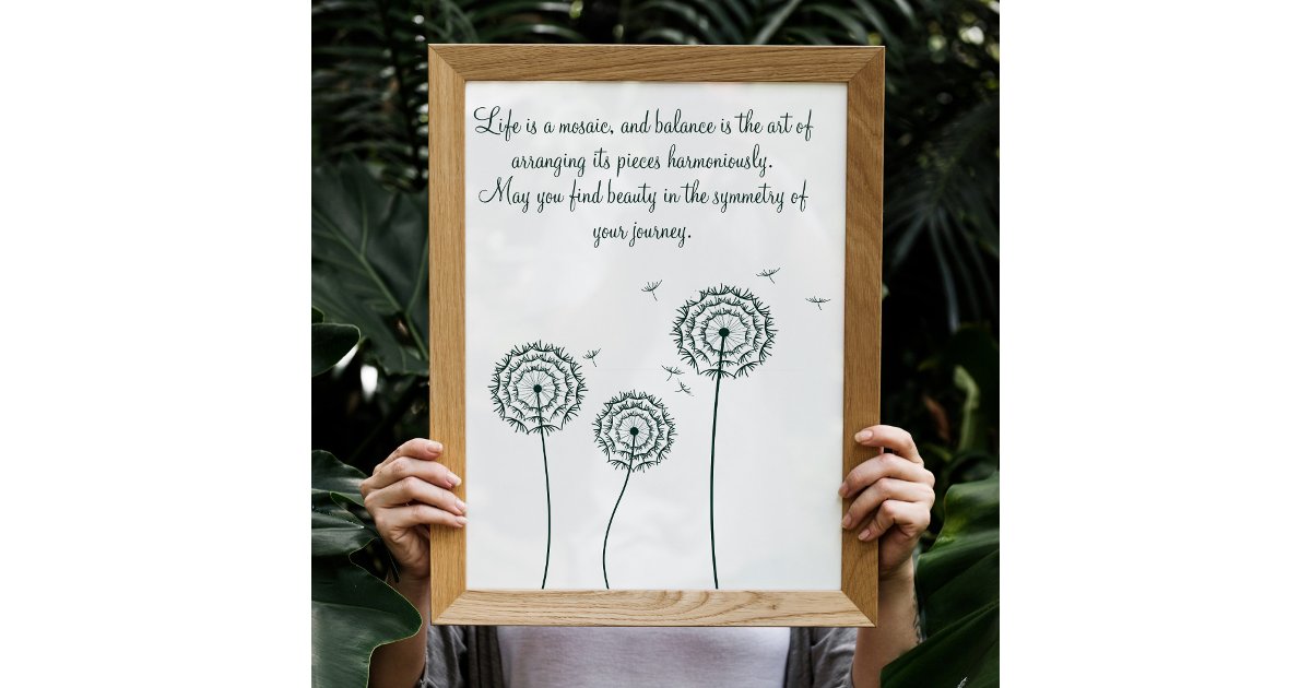 Minmalist green dandelion motivational quote poster | Zazzle