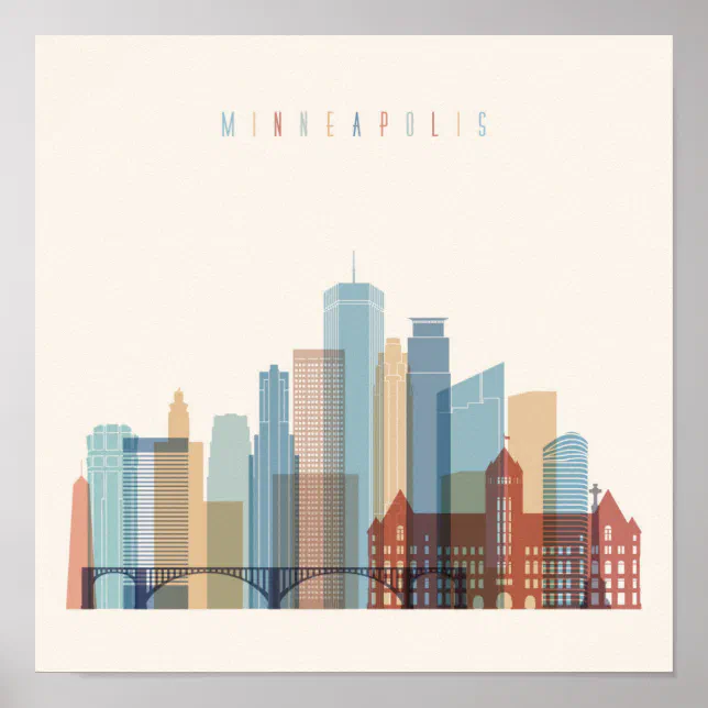 Minneapolis, Minnesota | City Skyline Poster | Zazzle