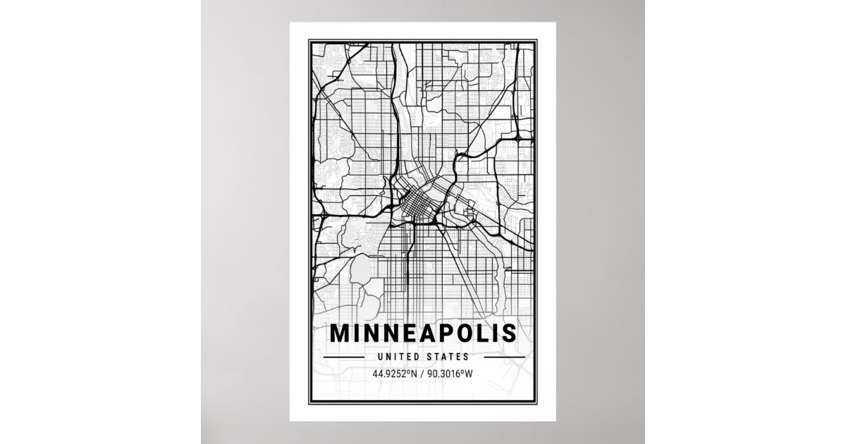 Minneapolis Minnesota USA Travel City Map Poster | Zazzle