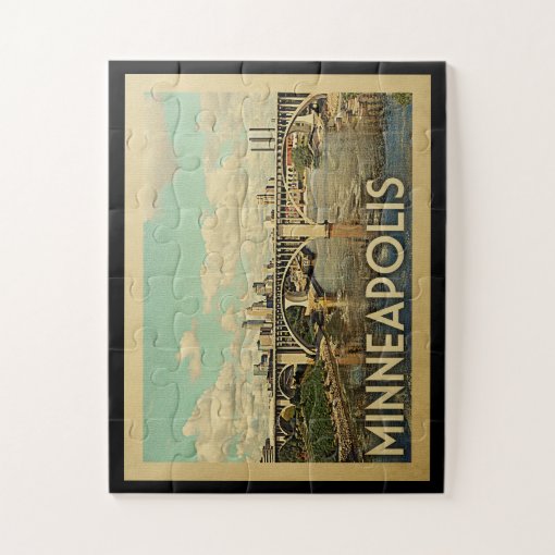 Minneapolis Minnesota Vintage Travel Jigsaw Puzzle | Zazzle
