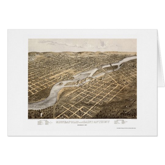 Minneapolis & St. Anthony, MN Panoramic Map - 1867 | Zazzle.com