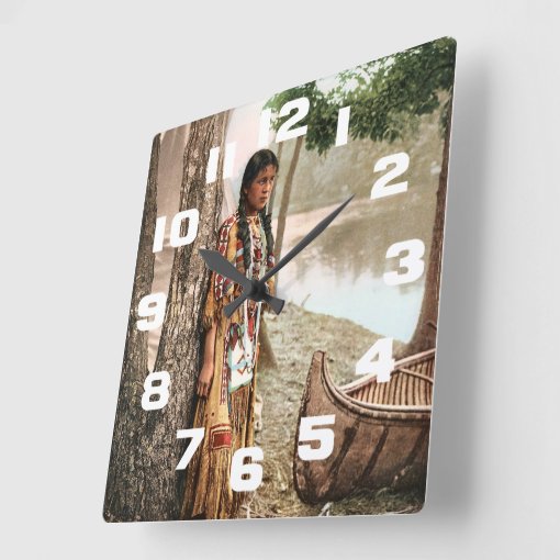 Minnehaha 1897 Native American Hiawatha Vintage Square Wall Clock | Zazzle