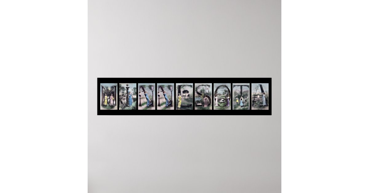MINNESOTA Alphabet Letter Name Art Poster | Zazzle