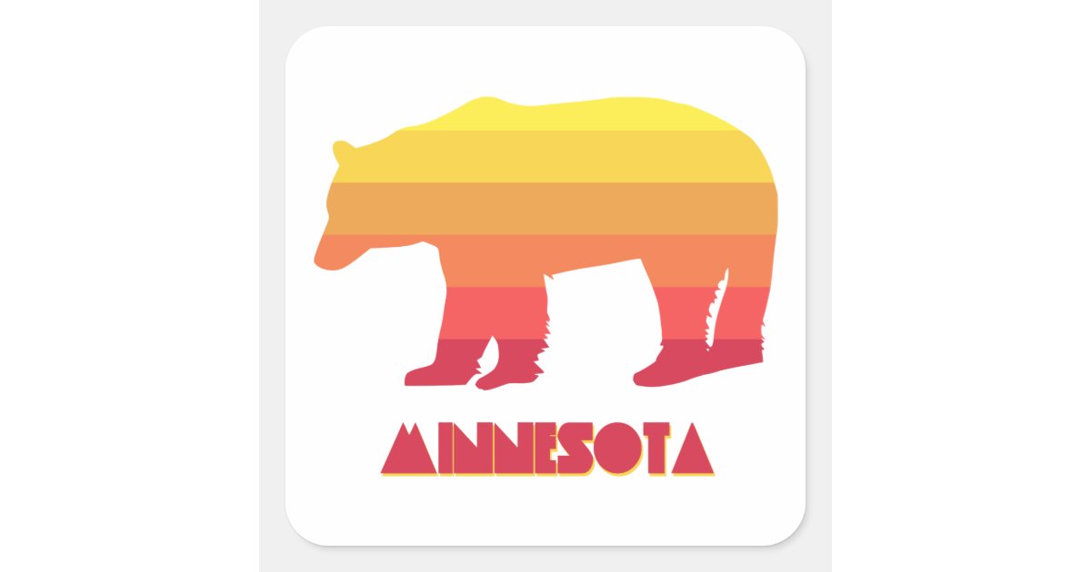 Minnesota Bear Square Sticker | Zazzle