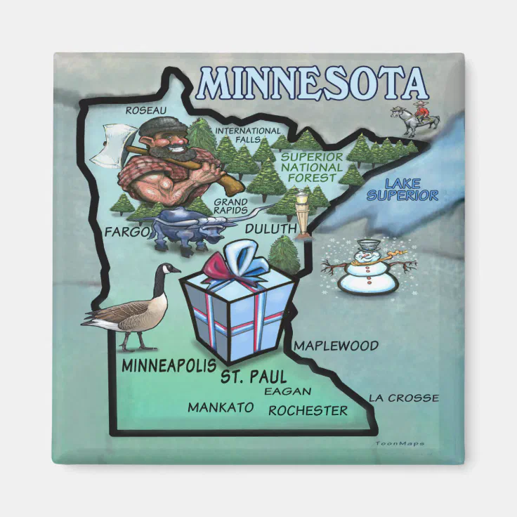 Minnesota Cartoon Map Magnet | Zazzle