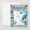 Minnesota Cartoon Map Postcard | Zazzle