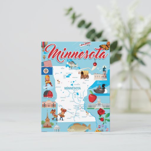 Minnesota Cartoon Map Postcard | Zazzle