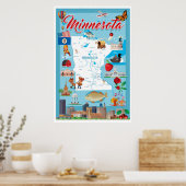 Minnesota Cartoon Map Poster | Zazzle