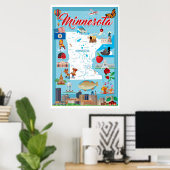 Minnesota Cartoon Map Poster | Zazzle