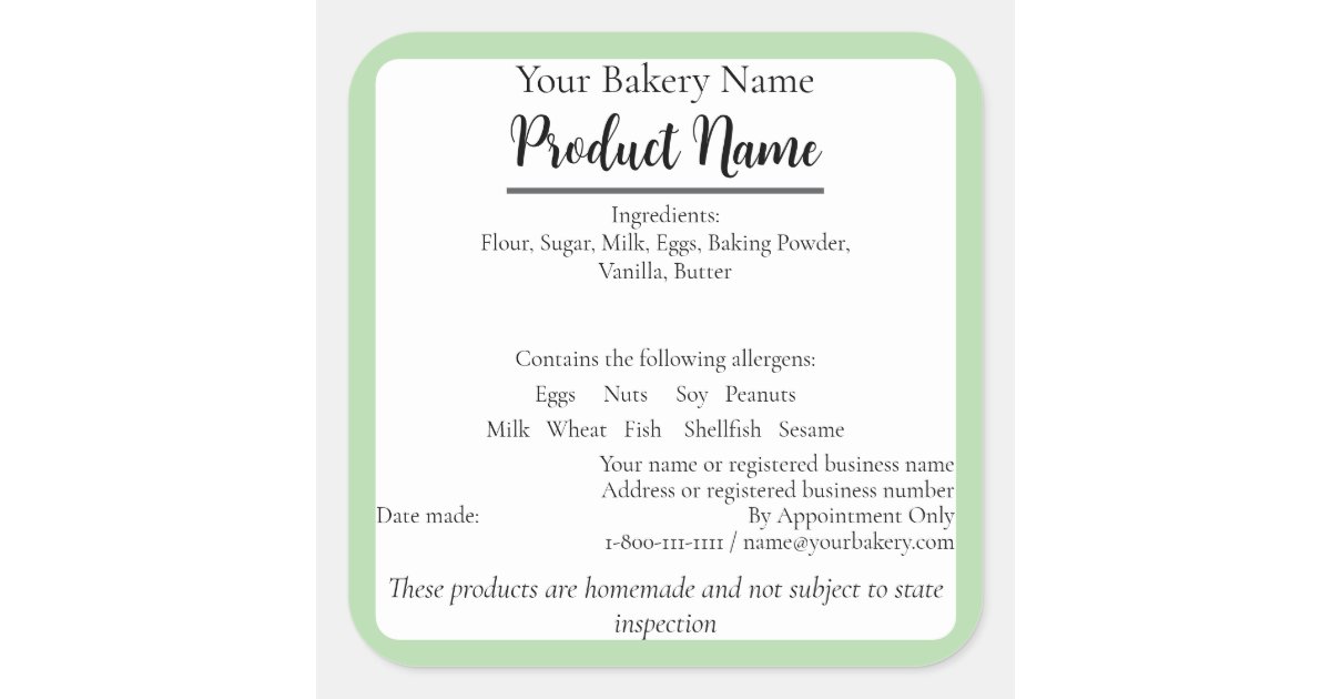 Minnesota Cottage Food Business Green Baking Label | Zazzle