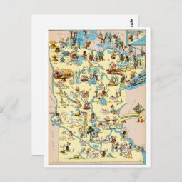 Minnesota Funny Vintage Map Postcard | Zazzle
