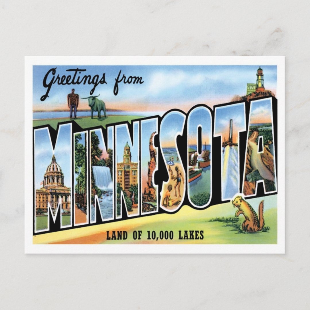 Minnesota Greetings From US States Postcard | Zazzle