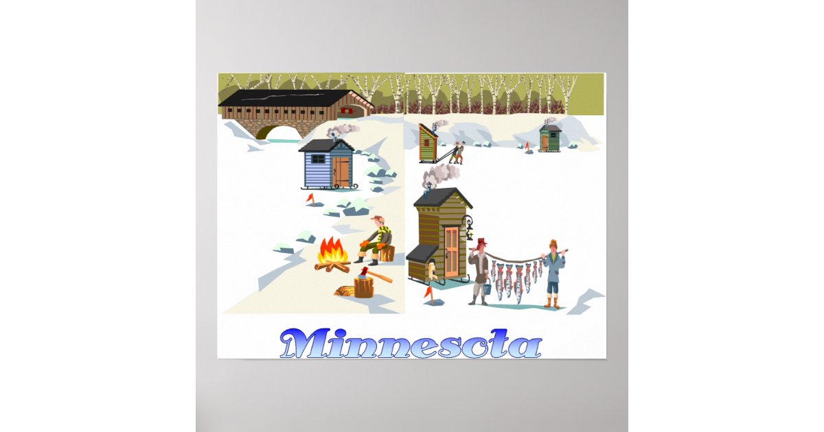 Minnesota Ice Fishing Print | Zazzle