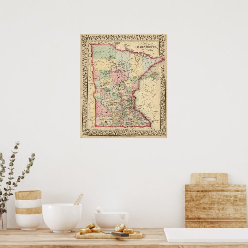 Minnesota Map by Mitchell Poster | Zazzle