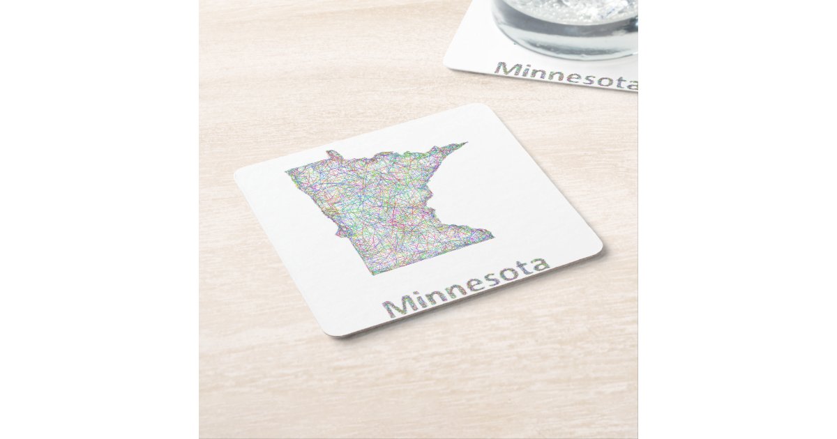 Minnesota map square paper coaster | Zazzle