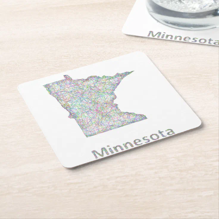 Minnesota map square paper coaster | Zazzle