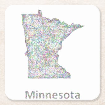 Minnesota map square paper coaster | Zazzle