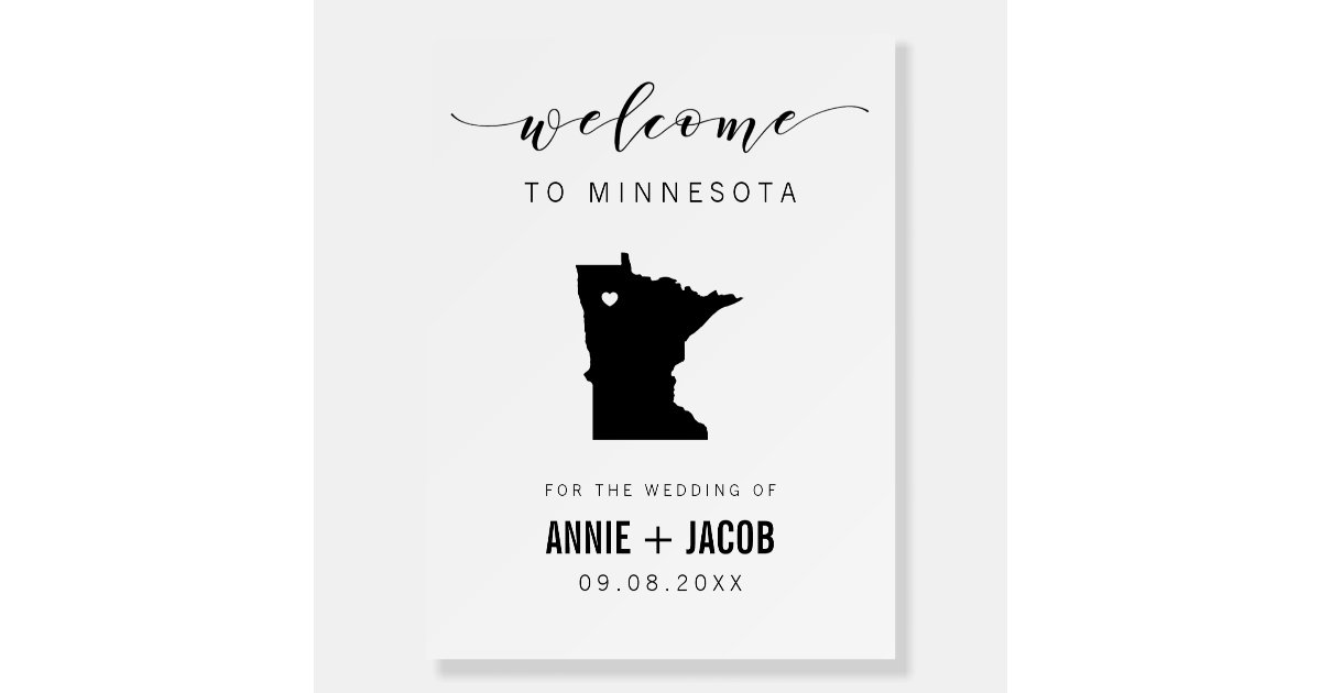 Minnesota Map Wedding Welcome Sign, Foam Board | Zazzle
