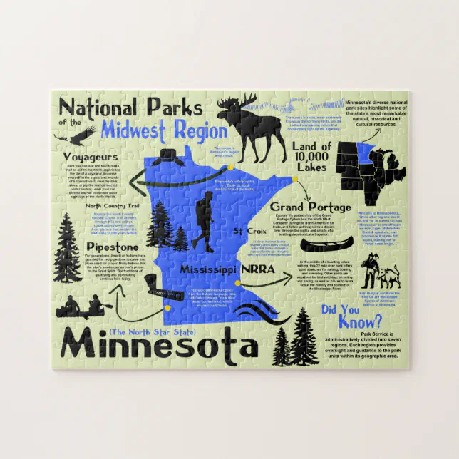 Minnesota National Parks Infographic Map Jigsaw Puzzle | Zazzle