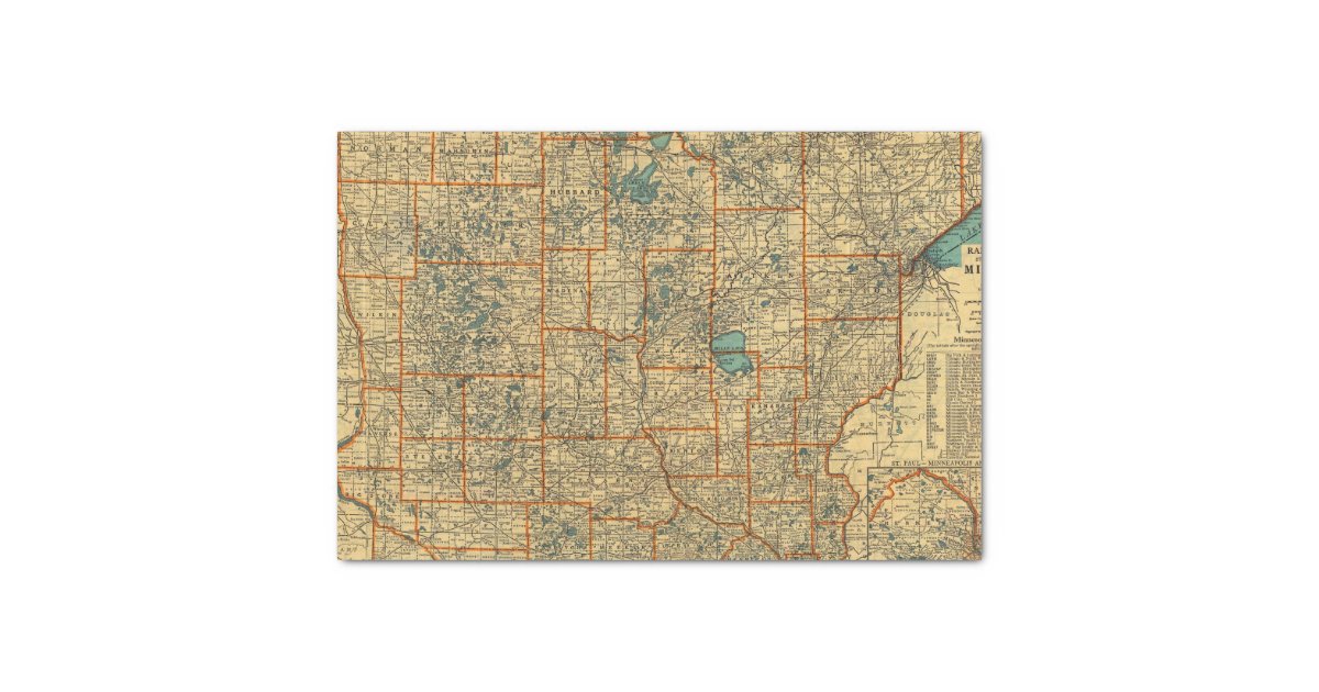 Minnesota road map tissue paper | Zazzle
