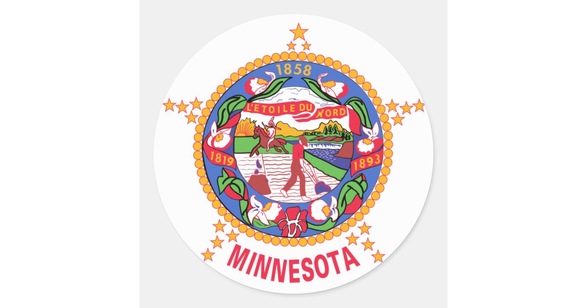 Minnesota State Flag Classic Round Sticker | Zazzle