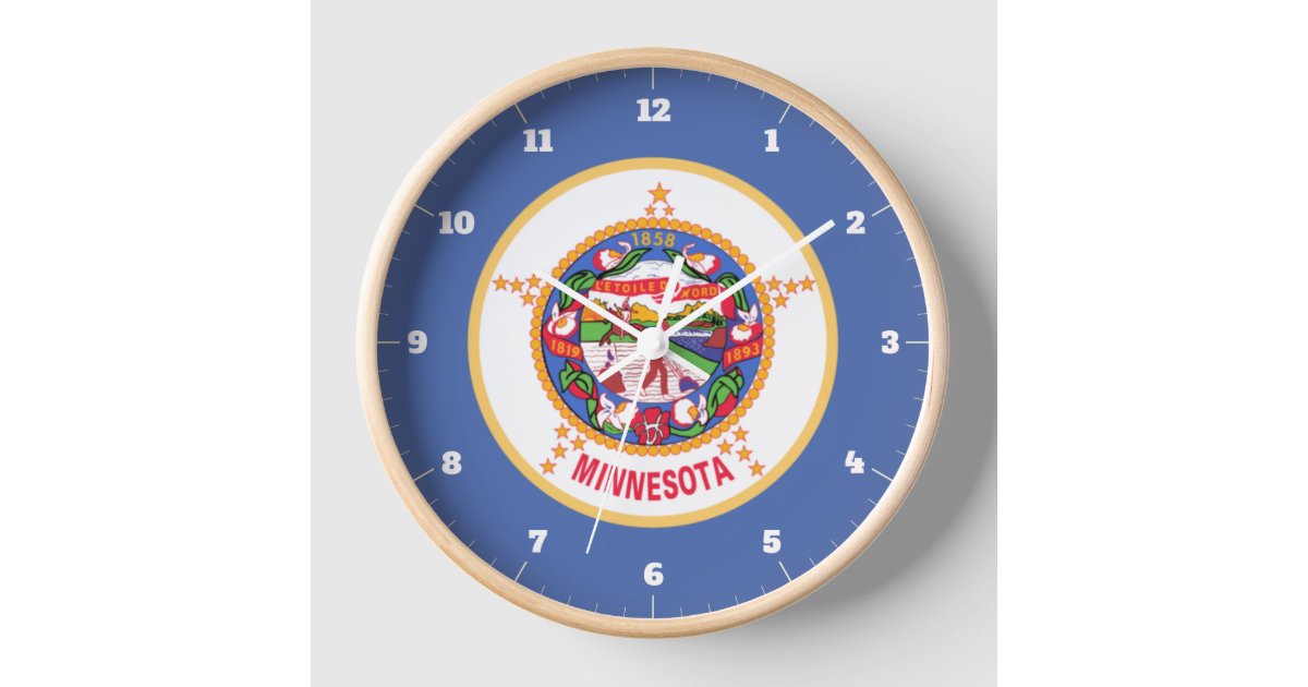 MINNESOTA STATE FLAG CLOCK | Zazzle