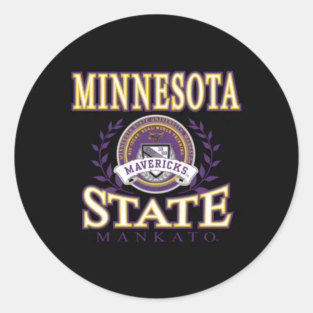 Minnesota State Mavericks Laurels Classic Round Sticker | Zazzle