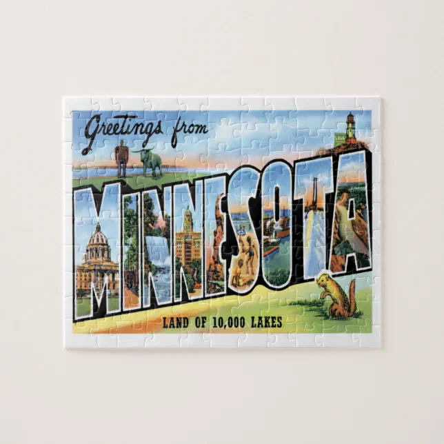 Minnesota Vintage Travel Jigsaw Puzzle | Zazzle