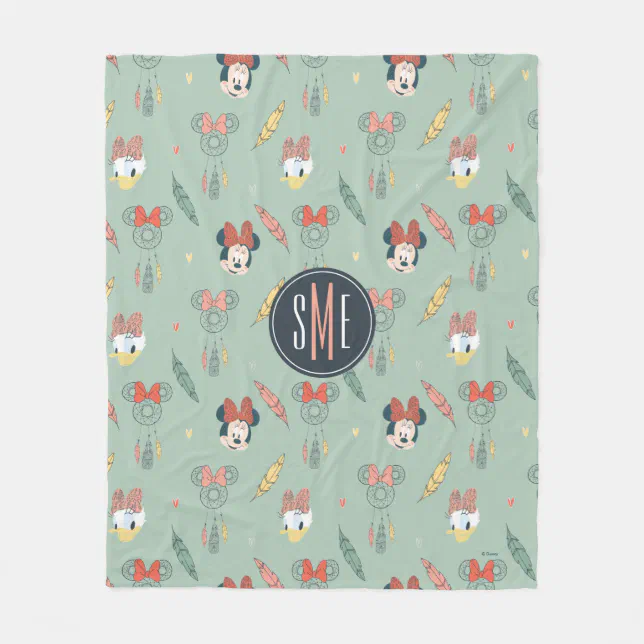 Minnie & Daisy Monogram | Dream Catcher Pattern Fleece Blanket | Zazzle