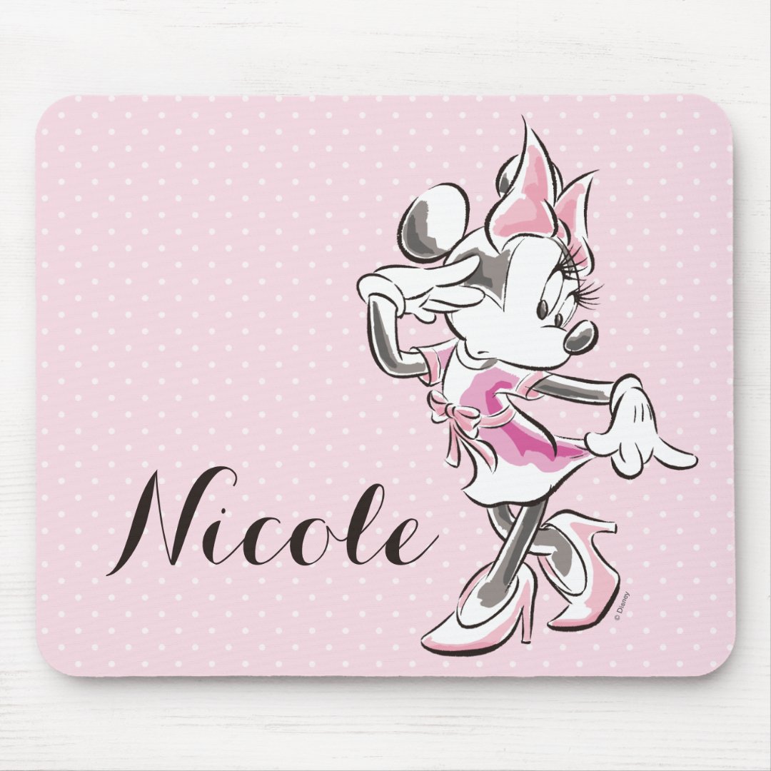 Minnie | Elegant Pose Watercolor Mouse Pad | Zazzle