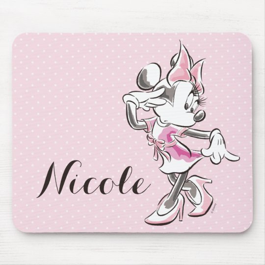 Minnie | Elegant Pose Watercolor Mouse Pad | Zazzle.com