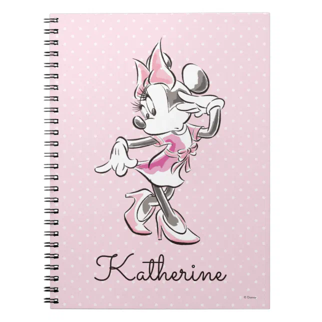 Minnie | Elegant Pose Watercolor Notebook | Zazzle
