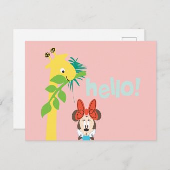 Minnie & Giraffe - Hello! Postcard | Zazzle
