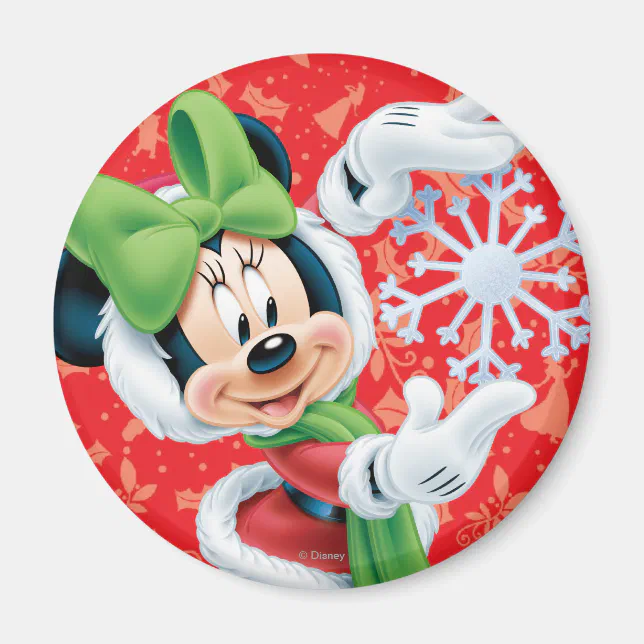 Minnie Holding Snowflake Magnet | Zazzle