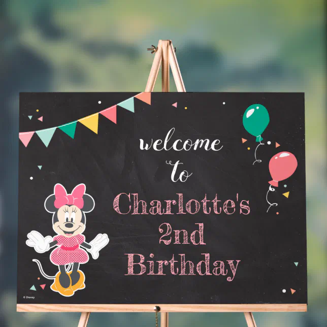 Minnie Mouse Birthday Chalkboard Birthday Welcome Acrylic Sign | Zazzle