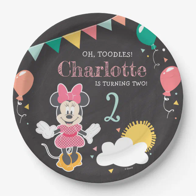 Minnie Mouse Birthday Chalkboard Paper Plates | Zazzle