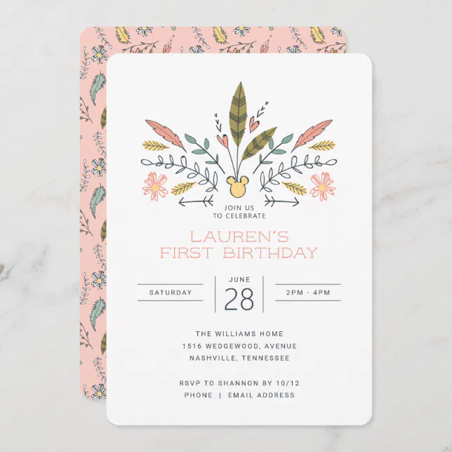 Minnie Mouse Boho Festival Birthday Invitation | Zazzle