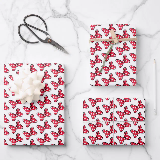Minnie Mouse Bow Birthday Pattern Wrapping Paper Sheets | Zazzle