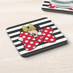 Minnie Mouse | Bow Tie Beverage Coaster | Zazzle