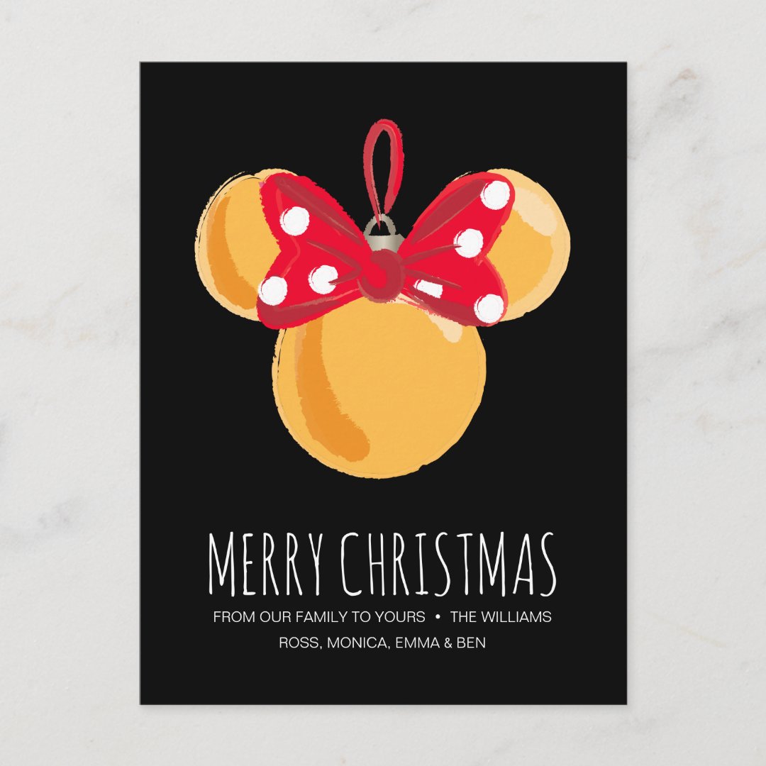 Minnie Mouse Christmas Ornament Holiday Postcard | Zazzle