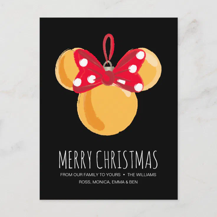 Minnie Mouse Christmas Ornament Holiday Postcard | Zazzle