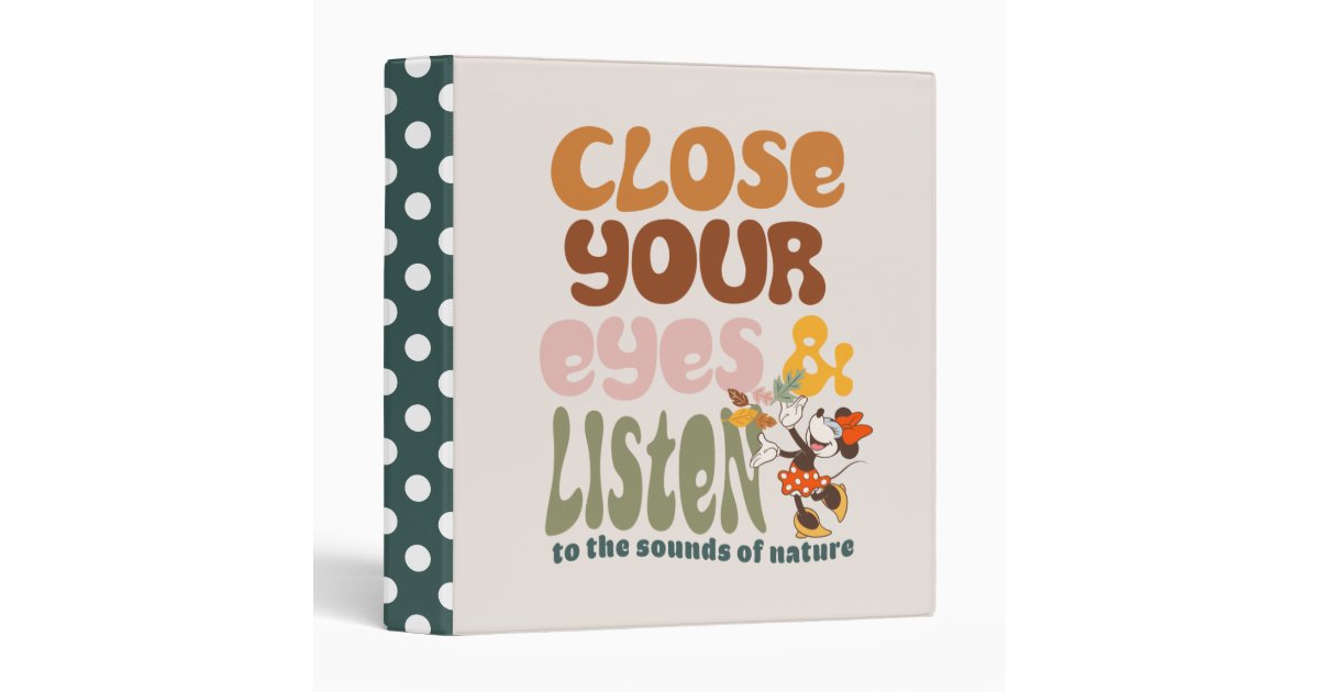 Minnie Mouse |Close Your Eyes & Listen 3 Ring Binder | Zazzle