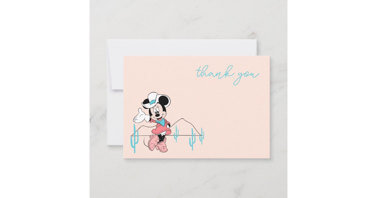 Minnie Mouse | Cowgirl Rodeo Birthday Thank You Card | Zazzle