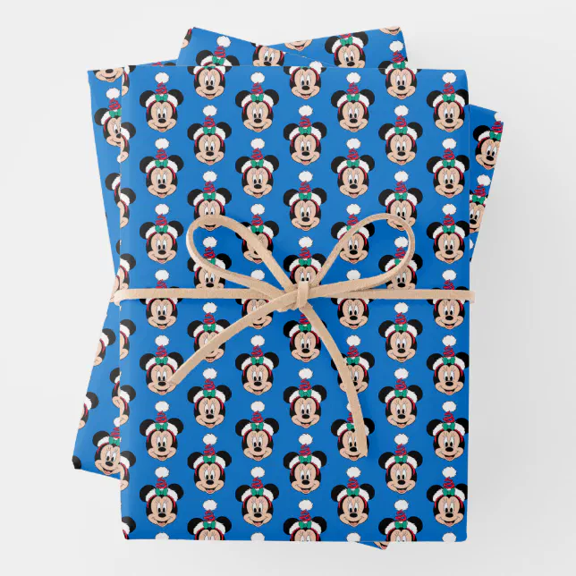 Minnie Mouse | Cute Christmas Hat Wrapping Paper Sheets | Zazzle