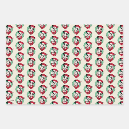 Minnie Mouse | Cute Holiday Wreath Wrapping Paper Sheets | Zazzle.com