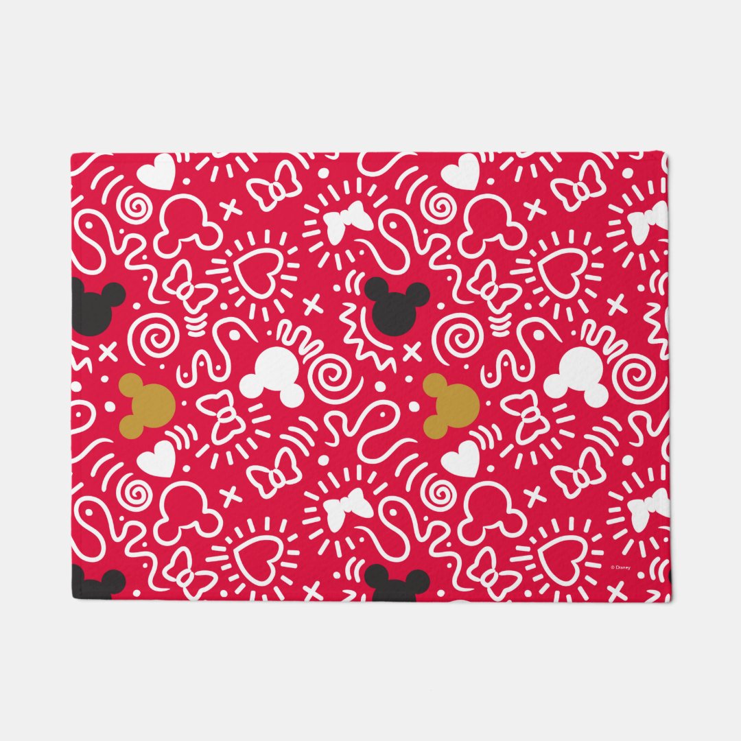 Minnie Mouse | Doodle Pattern Doormat | Zazzle
