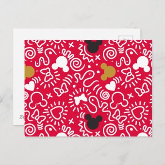 Minnie Mouse | Doodle Pattern Postcard | Zazzle